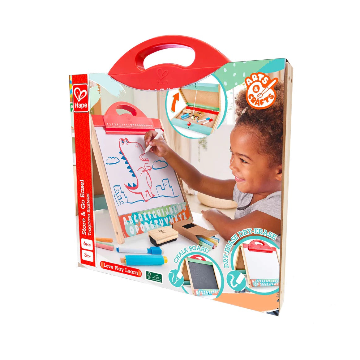 Hape 3 in 1 Tabletop 2 Sided Standing Easel Blackboard and Magnetic Er ...